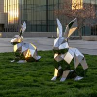 China Geometric Mirror Finished Stainless Steel Rabbit Sculpture for Garden for sale