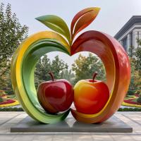 China Giant Metal Apple Sculpture for Outdoor Garden Landscape Decor for sale