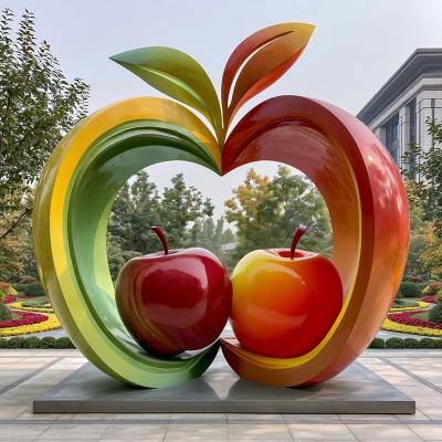China Giant Metal Apple Sculpture for Outdoor Garden Landscape Decor for sale