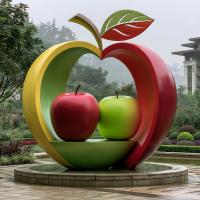 China Giant Metal Apple Sculpture for Outdoor Garden Landscape Decor for sale