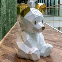 China White Geometric Cartoon FRP Bear Sculpture for Modern Indoor Decor for sale