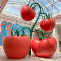 China Large Tomato Fiberglass Resin Sculpture for Indoor Shopping Mall Decoration for sale