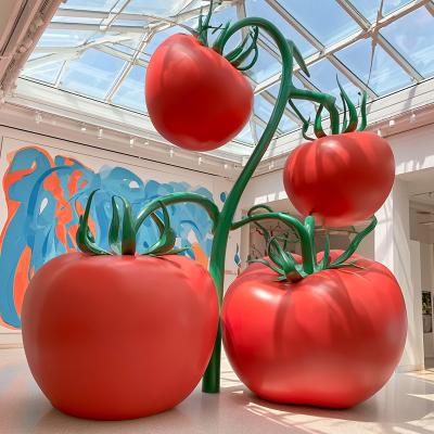 China Large Tomato Fiberglass Resin Sculpture for Indoor Shopping Mall Decoration for sale