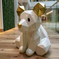 China White Geometric Cartoon FRP Bear Sculpture for Modern Indoor Decor for sale