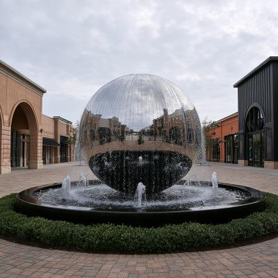 China Custom Mirror Polished Sphere Fountain Stainless Steel Sculpture Landscape for sale