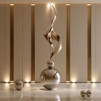 China Reflective Mirror Polished Abstract Sculpture for Commercial Spaces for sale