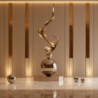 China Reflective Mirror Polished Abstract Sculpture for Commercial Spaces for sale