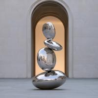 China Reflective Stainless Steel Pebble Sculpture for Public Art Installation for sale