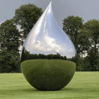 China Large Mirror Finished Water Drop Stainless Steel Sculpture Outdoor Landscape Art for sale