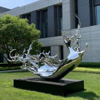 China Custom Splashing Liquid Stainless Steel Sculpture for Public Art Spaces for sale