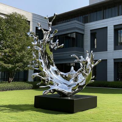 China Custom Splashing Liquid Stainless Steel Sculpture for Public Art Spaces for sale