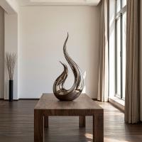 China Reflective Mirror Polished Flame Sculpture for Landscape and Interior Artwork for sale