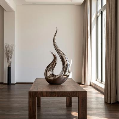 China Reflective Mirror Polished Flame Sculpture for Landscape and Interior Artwork for sale