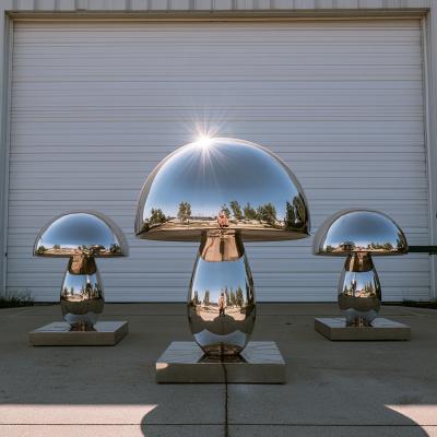 China Modern Polished Stainless Steel Mushroom Sculpture for Garden and Interior Art for sale