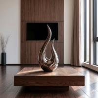 China Reflective Mirror Polished Flame Sculpture for Landscape and Interior Artwork for sale