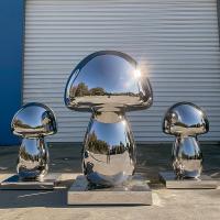 China Modern Polished Stainless Steel Mushroom Sculpture for Garden and Interior Art for sale