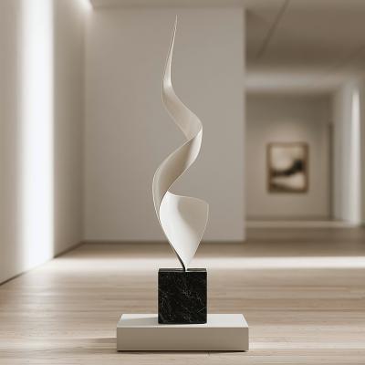 China Abstract White Ribbon Sculpture Modern Metal Art for Outdoor Spaces for sale