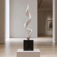 China Abstract White Ribbon Sculpture Modern Metal Art for Outdoor Spaces for sale