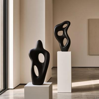 China Contemporary Black Fiberglass Resin Sculpture Modern Indoor Artwork for sale