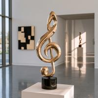 China Elegant Polished Gold Treble Clef Metal Sculpture for Indoor Spaces for sale