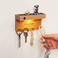 China IP20 LED Indoor Wall Lamp Motion Sensor Light With Wooden Key Holder 3000K for sale