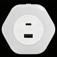 China USB Charging Socket with LED Night Light, Modern square ABS Switch Sensor Control Plug-in Power Supply for sale