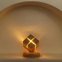 China Wooden LED Cube Table Lamp USB Dimmable Rechargeable Desk Lamp Creative Geometric Night Lights for Bedroom Decor Accent Lighting for sale