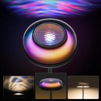 China Modern RGBIC LED Floor Lamp Projector Touch Control Multicolored Round Shade Warm White Ambient Lighting for Living Room for sale