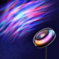 China Modern RGBIC LED Floor Lamp Projector Touch Control Multicolored Round Shade Warm White Ambient Lighting for Living Room for sale