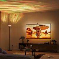 China Modern Wave Pattern RGBIC LED Floor Lamp Projector Adjustable Height Control Multicolored Dome Shade Ambient Lighting for sale