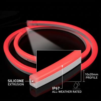 China Silicone Extruded Neon Flex LED Strip 10x20mm IP67 Dome Dimmable SMD2835 for Park Bridge Pool Outline for sale