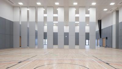China Hanging Sliding Partition Wall for Meeting Rooms & Banquet Halls - 68mm to 105mm Thickness with 800N Sealing Power for sale