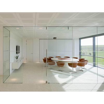 China Single Glazed Acoustic Glass Partition Wall 108mm 10mm Tempered Glass Office Conference Room for sale