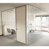 China Soundproof Frameless Glass Partition Wall 108mm 90mm Thickness for Office Spaces up to 3000mm Height for sale