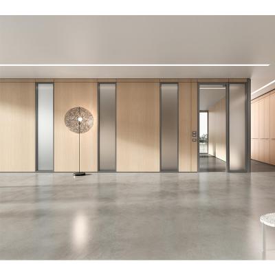 China Modern Office Glass Partition Wall 108mm Thickness Frosted Acid Etched Glass Full Height for sale