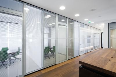 China Single Glazed Aluminum Frame Glass Partition Wall 108mm with Doors Aluminum Track for sale