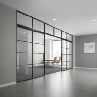 China Aluminium Frame Sliding Double Glass Partition Wall 108mm Thickness 3000mm Height for Conference Rooms for sale