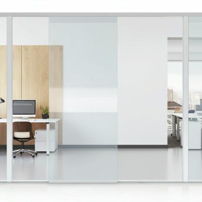 China Double Movable Glass Partition Wall 108mm Thickness 3000mm Height Soundproof Sliding Office System for sale