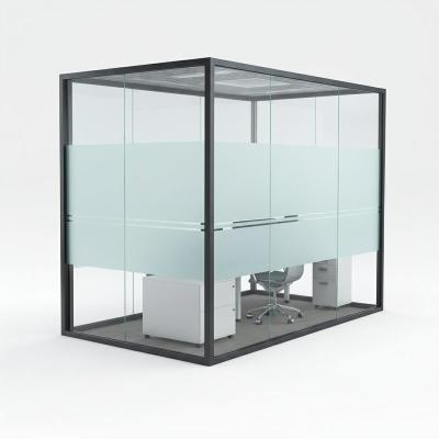 China Office Double Glazed Glass Partition Wall 108mm Thickness 3000mm Height Soundproof Demountable STC 35-40 dB for sale