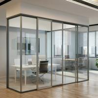 China Aluminum Frame Sliding Double Glazed Office Glass Partition Wall - 108mm/90mm Thickness, Up to 3000mm Height for sale