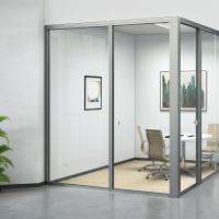 China Aluminum Frame Double Glazed Office Glass Partition Wall 108mm/90mm Thickness Up to 3000mm Height for sale