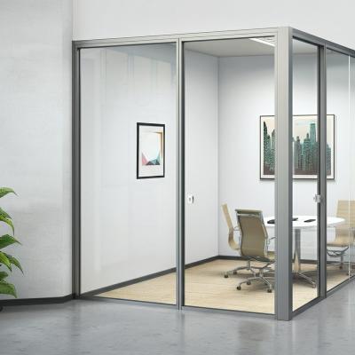 China Aluminum Frame Double Glazed Office Glass Partition Wall 108mm/90mm Thickness Up to 3000mm Height for sale