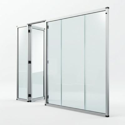 China Collapsible Double Glass Partition Wall Frameless Design 108mm Thickness Up to 3000mm Height for Conference Centers for sale
