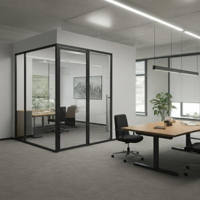 China Aluminium Double Glazed Glass Partition System 108mm Thickness up to 3000mm Height for Office Spaces for sale