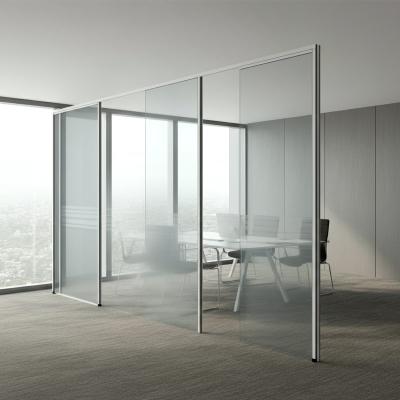 China Office Glass Partition Wall with 100mm Thickness and 4500mm Height - Art Glass Finish & Smart Technology for sale