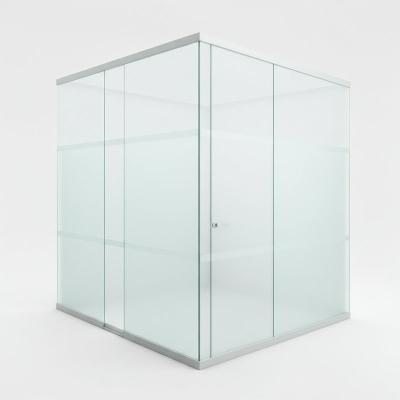 China Soundproof Glass Office Dividers Aluminum Frame 100mm Thick 6mm Tempered Glass Wall for sale