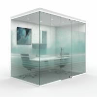 China Frameless Glass Wall Partition with Art Glass 100mm Thickness Up to 4500mm Height for Modern Office for sale