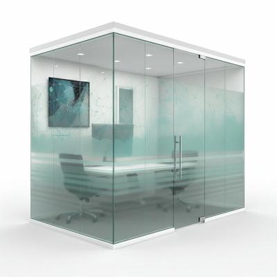 China Frameless Glass Wall Partition with Art Glass 100mm Thickness Up to 4500mm Height for Modern Office for sale