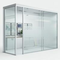 China Aluminum Frame Panoramic Office Glass Partition Wall 108mm/90mm Thickness Up to 3000mm Height Sliding Suspended System for sale