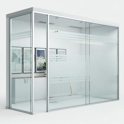 China Aluminum Frame Panoramic Office Glass Partition Wall 108mm/90mm Thickness Up to 3000mm Height Sliding Suspended System for sale